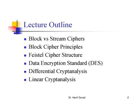 Block Ciphers And The Data Encryption Standard Computer Security
