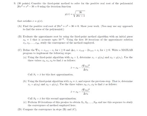 Solved 30 Points Consider The Fixed Point Method To Solve