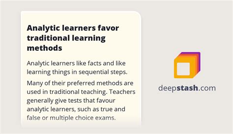 Analytic Learners Favor Traditional Learning Methods Deepstash