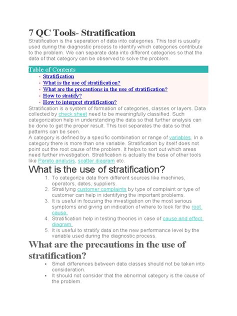 7 Qc Tools Stratification Pdf Social Stratification Data