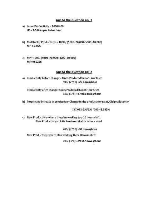 Assignment 1 Mgt337 East West University Ans To The Question No 1 A Labor Productivity