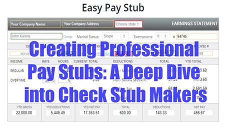 Creating Professional Pay Stubs A Deep Dive Into Check Stub Makers Learn How To Get Better At