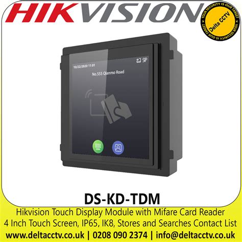 Hikvision Ds Kd Tdm Touch Display Module With Mifare Card Reader 4 Inch Touch Screen Ip65