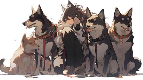 Pet Sitting An Image Of Dog Anime A Girl With Pets Backgrounds Psd