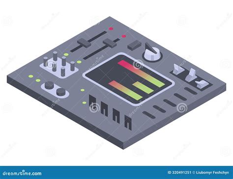 Isometric Control Panel Spaceship With Slider Controllers Buttons 3d