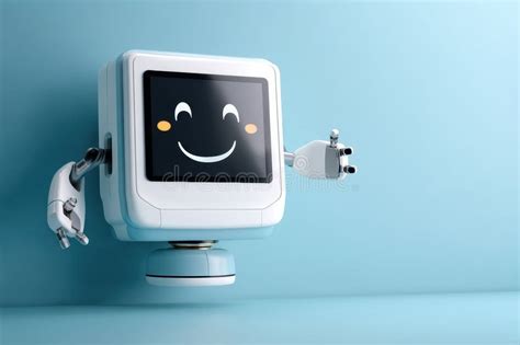 Floating Robotic Assistant With A Smiling Face And A Hovering Display