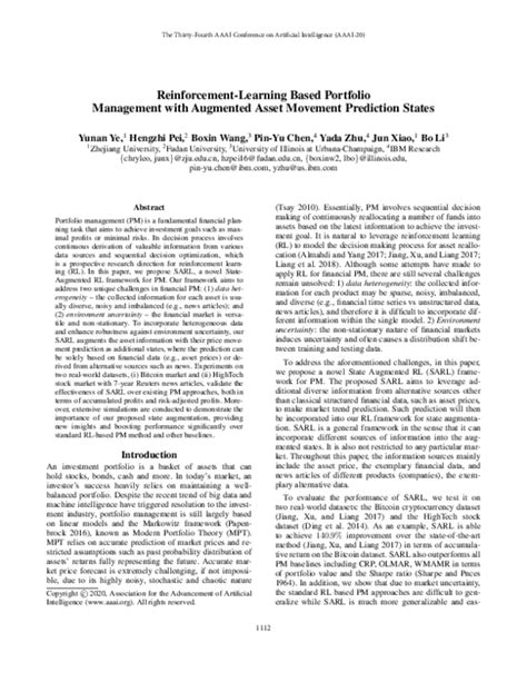 Pdf Reinforcement Learning Based Portfolio Management With Augmented Asset Movement Prediction