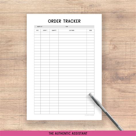 Order Tracker Template The Authentic Assistant