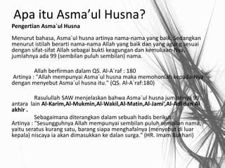 Materi Asmaul Husna Al Jami Ppt