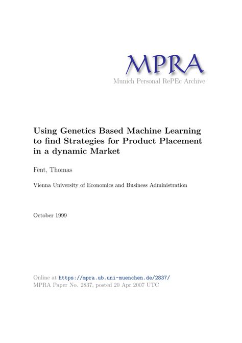 Pdf Using Genetics Based Machine Learning To Find Strategies For