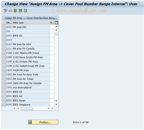 OFR SAP Tcode Assign Cover Number Range To FM Area