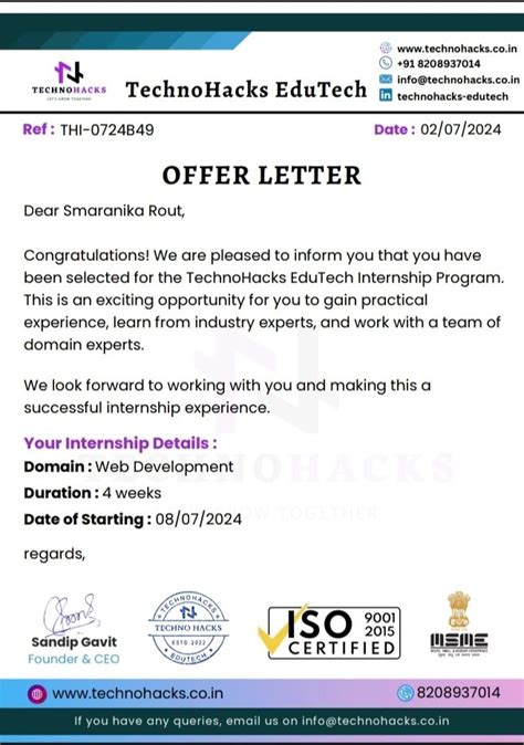 Smaranika Rout On Linkedin Hello Connections Im Very Much Excited For This Internship On Web