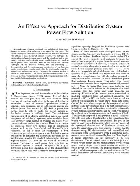An Effective Approach For Distribution System Power Flow Solution Pdf Pdf