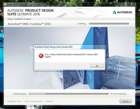 solved error please install directx before installing dwg trueview