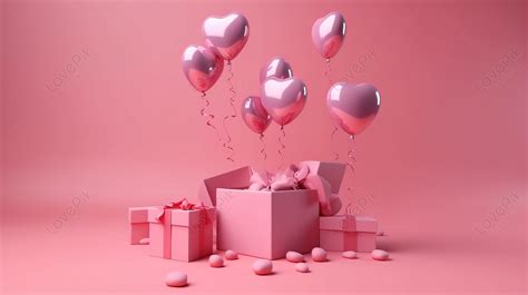 발렌타인 데이 추상적인 배경에 3d 선물 상자에 핑크 하트 모양의 풍선 발렌타인 데이 배경 핑크 발렌타인 배경 다이 배경 이미지 Hd 발렌타인 데이 핑크 발렌타인