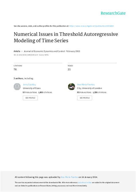 pdf numerical issues in threshold autoregressive modelling of time series