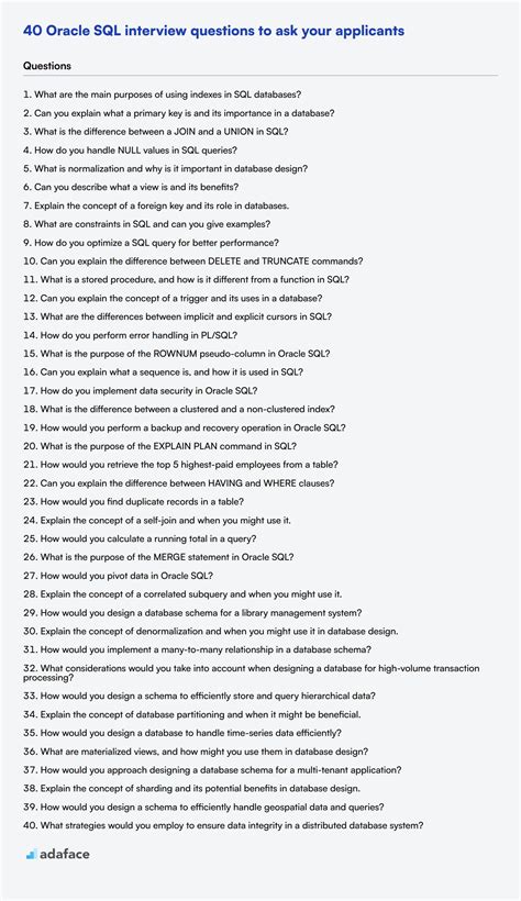 40 Oracle Sql Interview Questions Adaface