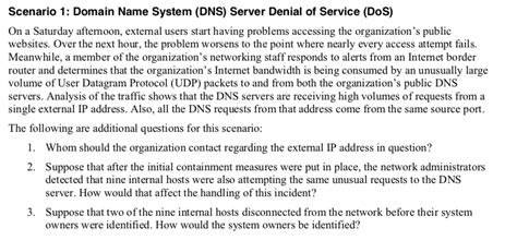 Solved Scenario 1 Domain Name System Dns Server Denial Of