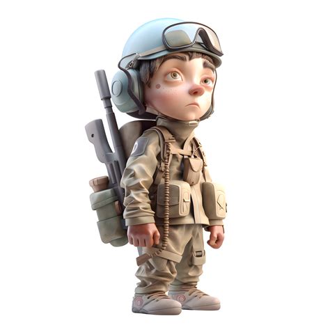 Soldier At Attention 3d Render Of Army Man In Uniform On White