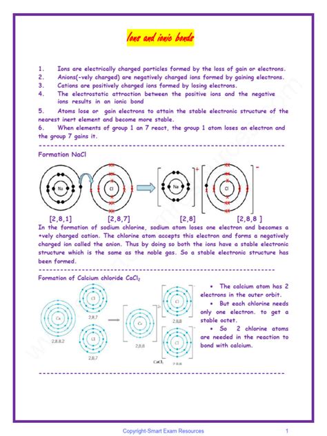 2 4 Igcse Chemistry Notes Ions And Ionic Bonds Pdf Ion Ionic Bonding
