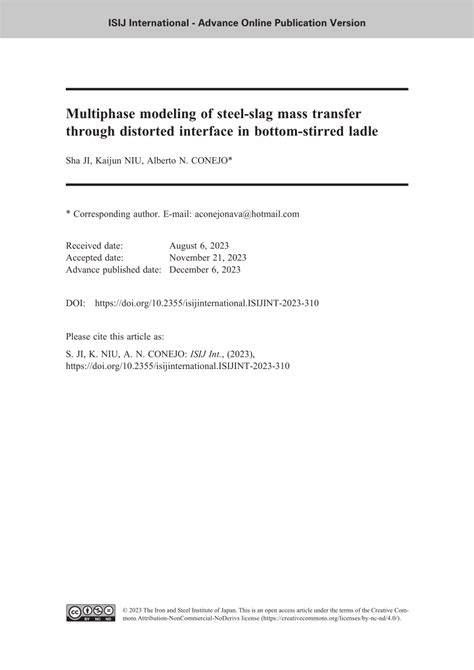 pdf multiphase modeling of steel slag mass transfer through distorted