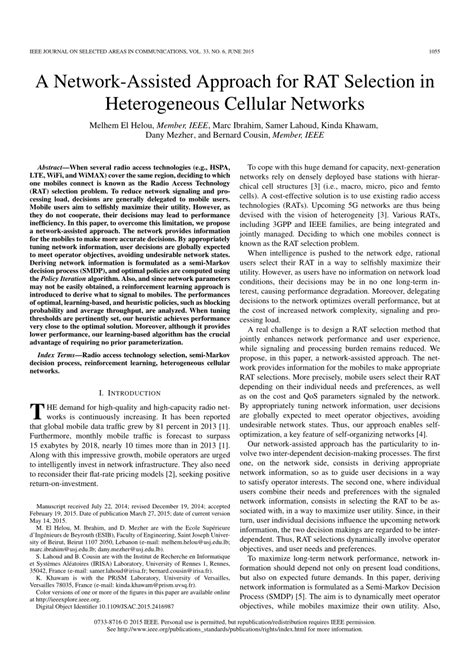 Pdf A Network Assisted Approach For Rat Selection In Heterogeneous