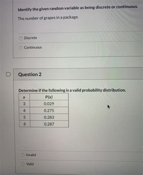 Solved Identify The Given Random Variable As Being Discrete