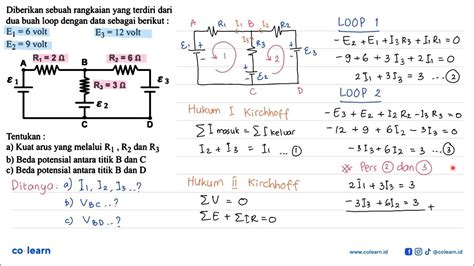 diberikan sebuah rangkaian yang terdiri dari dua buah loop dengan data sebagai berikut e1 6