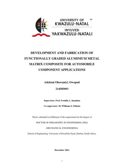 Development And Fabrication Of Functionally Graded Aluminium Metal Matrix Composite For