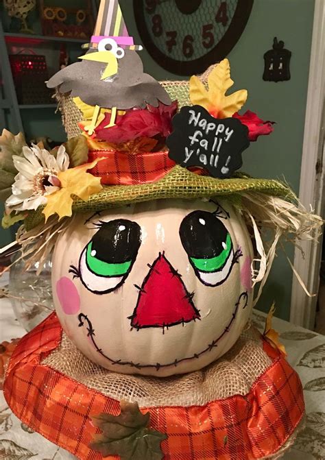 Scarecrow Pumpkin Pumpkin Halloween Decorations Fall Crafts