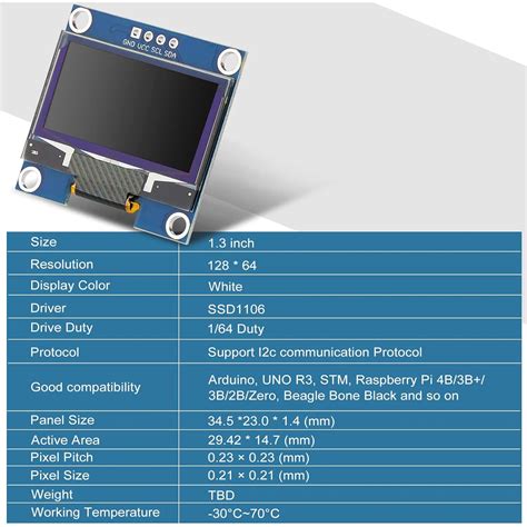 1pcs Oled Display Module I2c 4pin 128x64 13 Inch Display Module