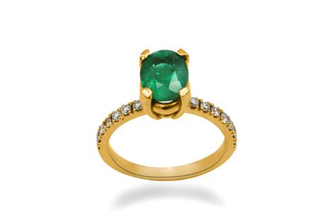 Gold Emerald Ring Code 34187