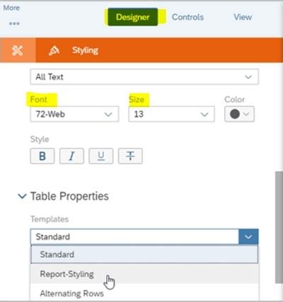 SAP Analytics Cloud Styling Template