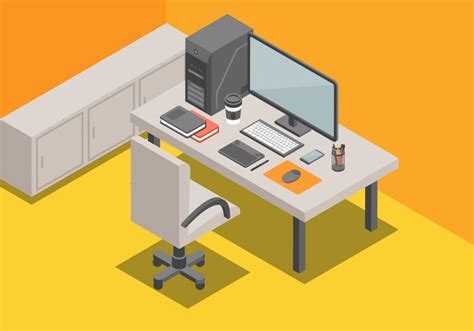 Isometric Workspace Vector Illustration 217323 Vector Art At Vecteezy