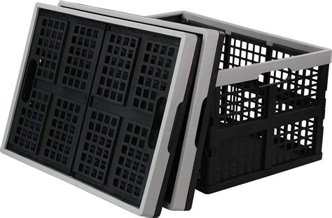 Vababa 42 L Plastic Stackable Collapsible Storage Crate 3 Pack Stacking Folding Storage Basket