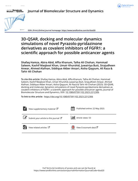 Pdf 3d Qsar Docking And Molecular Dynamics Simulations Of Novel