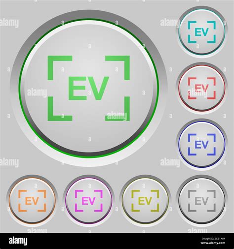 camera exposure value setting color icons on sunk push buttons stock