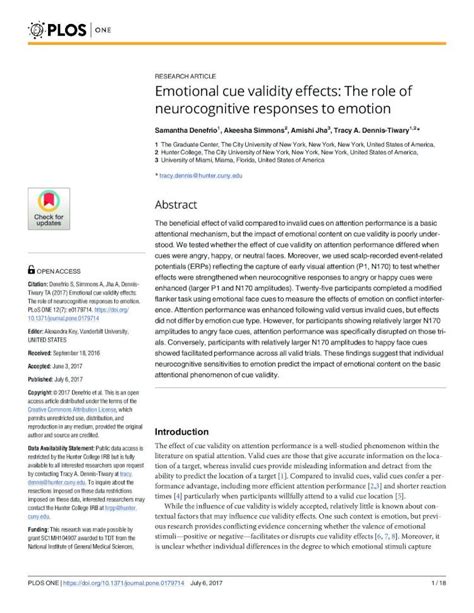 (PDF) Emotional cue validity effects: The role of neurocognitive ...