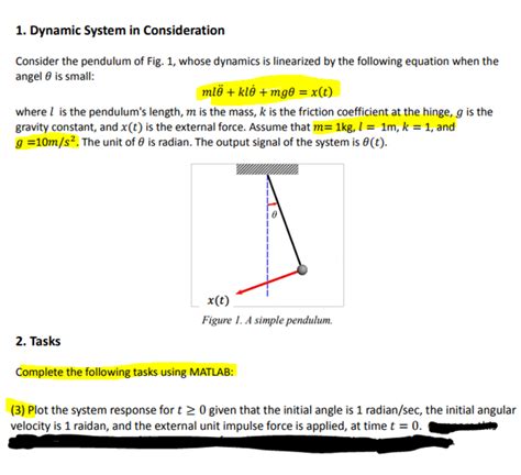 solved consideration consider the pendulum of fig 1 whose