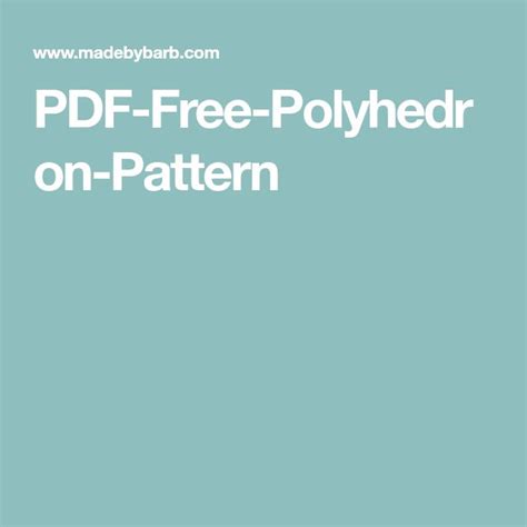 Pdf Free Polyhedron Pattern Polyhedron Free Pattern