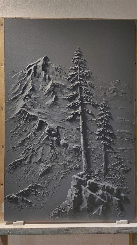 Барельеф пейзаж в 2025 г Текстурированная живопись Текстура живопись 3d картины