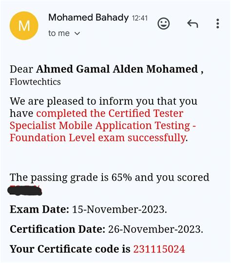 Ahmed Gamal Alden On Linkedin I Would Like To Announce That I Passed Istqb Mobile Application