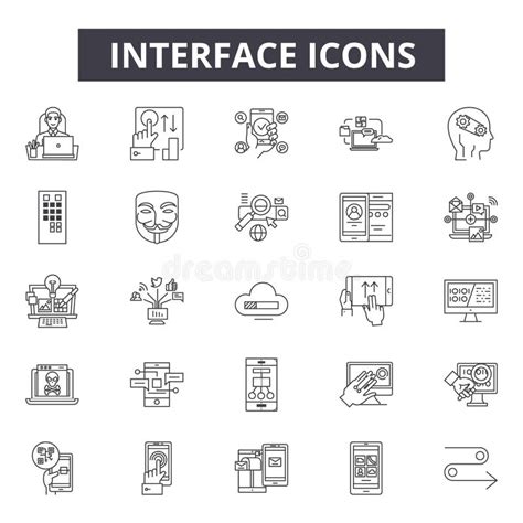 Interface Line Icons Signs Vector Set Outline Illustration Concept Stock Vector
