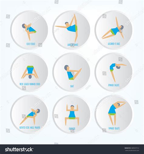 Yoga Exercises Cartoon Yoga Icon Set Stock Vector Royalty Free