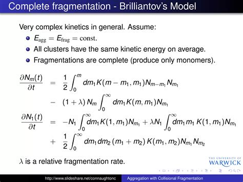 Cluster Cluster Aggregation With Complete Collisional Fragmentation Ppt