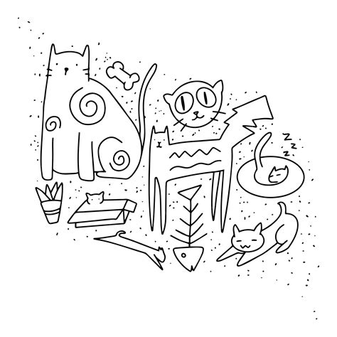 Premium Vector Doodle Cute Cat Cartoon Character Design Clipart