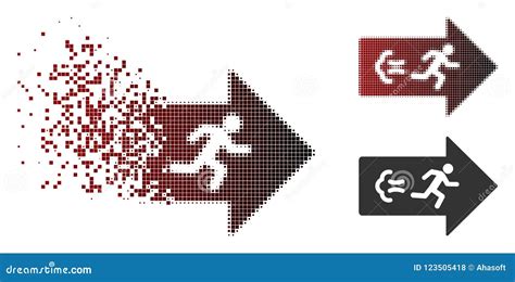 Shredded Pixel Halftone Exit Direction Icon Stock Vector Illustration