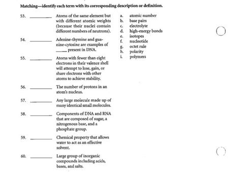 Solved Matching Identify Each Term With Its Corresponding