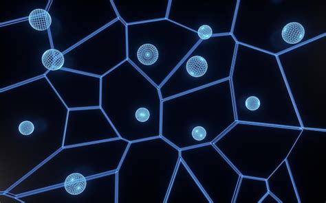 빛나는 보로노이 질감 3d 렌더링의 추상적 인 배경 프리미엄 사진