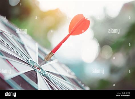 Business Marketing Success Concept Red Dart Arrow In Center Of The